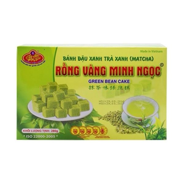 Rong Vang Minh Ngoc Green Bean Cake Banh Dau Xanh Tra Xanh 280g